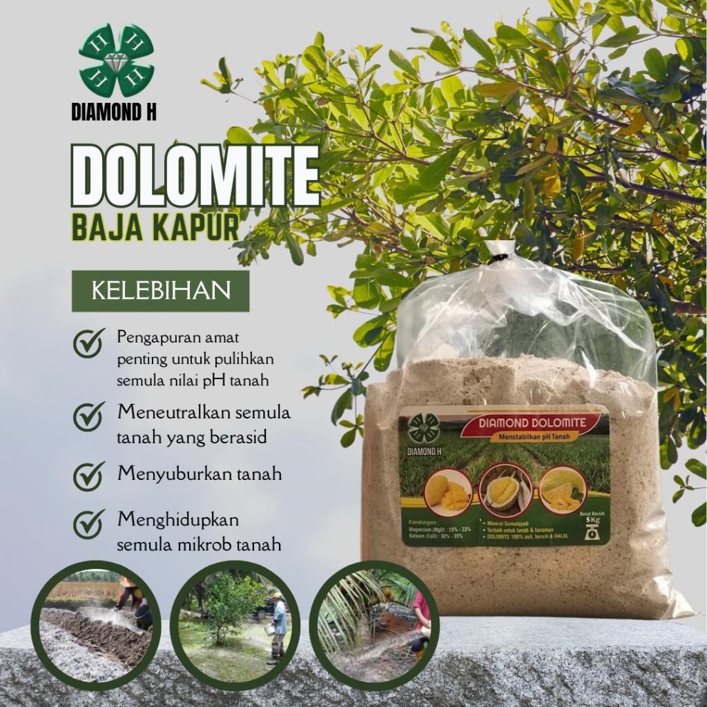 (5Kg) Dolomite Baja Kapur - Merawat pH Tanah Baja Penyubur Tanah ...