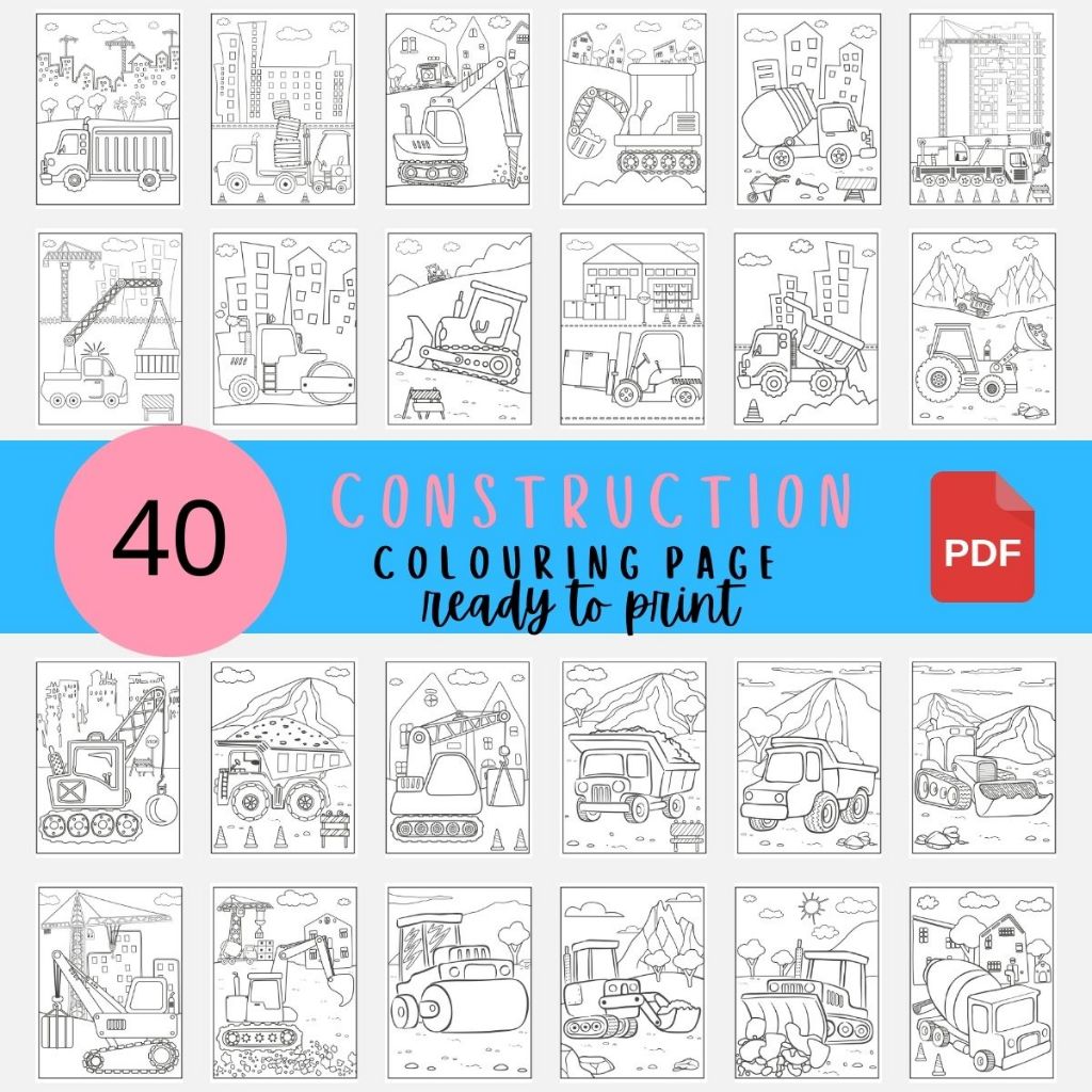 [PDF] A005 Construction Colouring pages for Kids | Colouring book ...