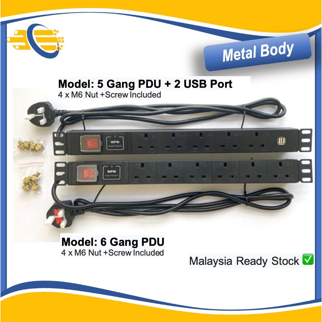 Surge Lightning Protection 19inch Server Rack Pdu 5 6 10 Gang 13a Power Distribution Unit