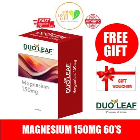 EXP10/26 DUOLEAF MAGNESIUM 150MG 60'S FREE GIFT+FREE DELIVERY | Shopee ...