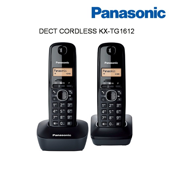 Panasonic Cordless Phone KX-TGB212 DECT CORDLESS KX-TG1612 (Twin Pack) -BLACK | Shopee Malaysia