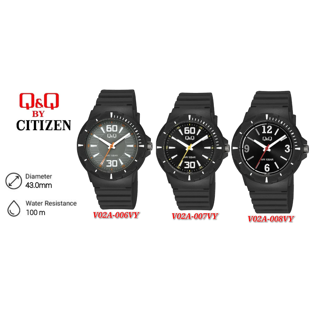 Q&Q Japan by Citizen Men's Rubber Analogue Watch V02A / VR18. | Shopee Malaysia