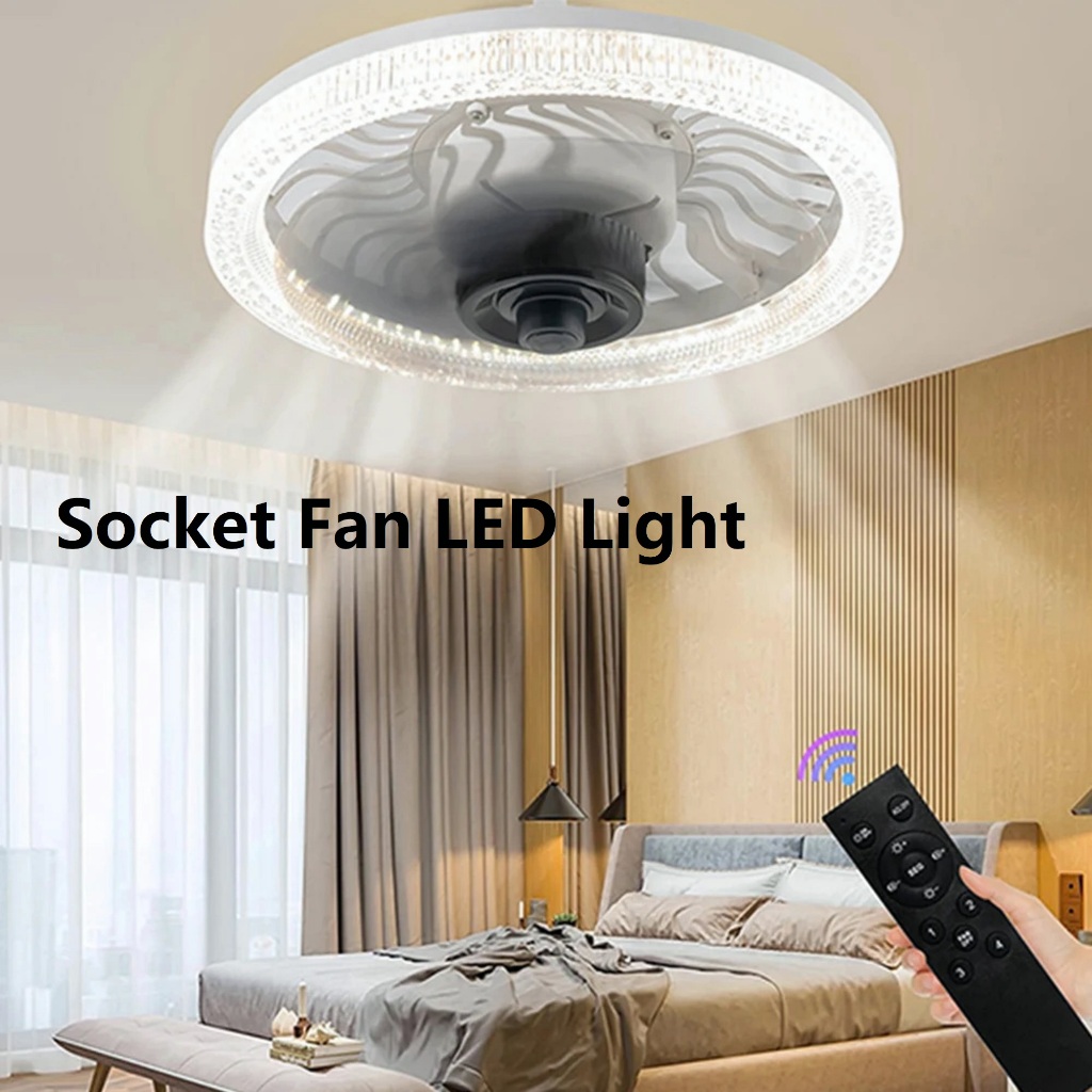 Socket Fan Light Socket Fan Ceiling Fan With Light Remote E27 Base 4 ...