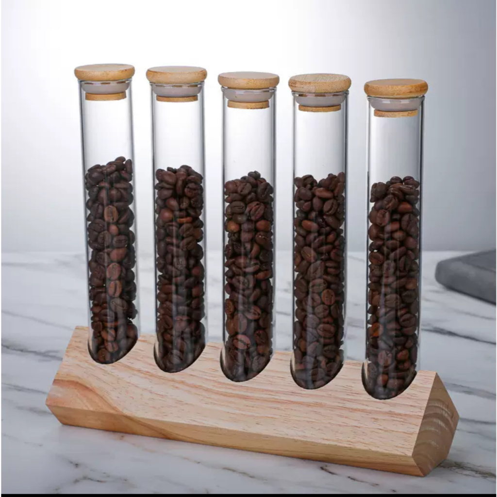 (Ready Stock)Coffee Bean Tube Storage Glass Display Rack Tea Bottle ...