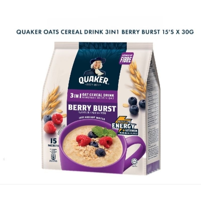Quaker Oat Cereal Drink 3in1 Berry Burst 15x30g Expired Apr2025 ...