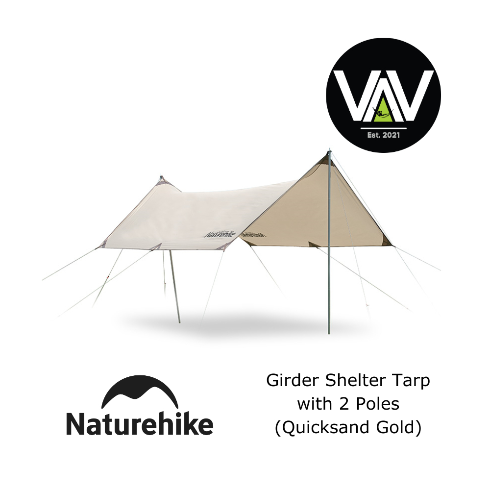 NATUREHIKE Girder Tarp with Two Poles Gold Sand With Silver Coat and ...