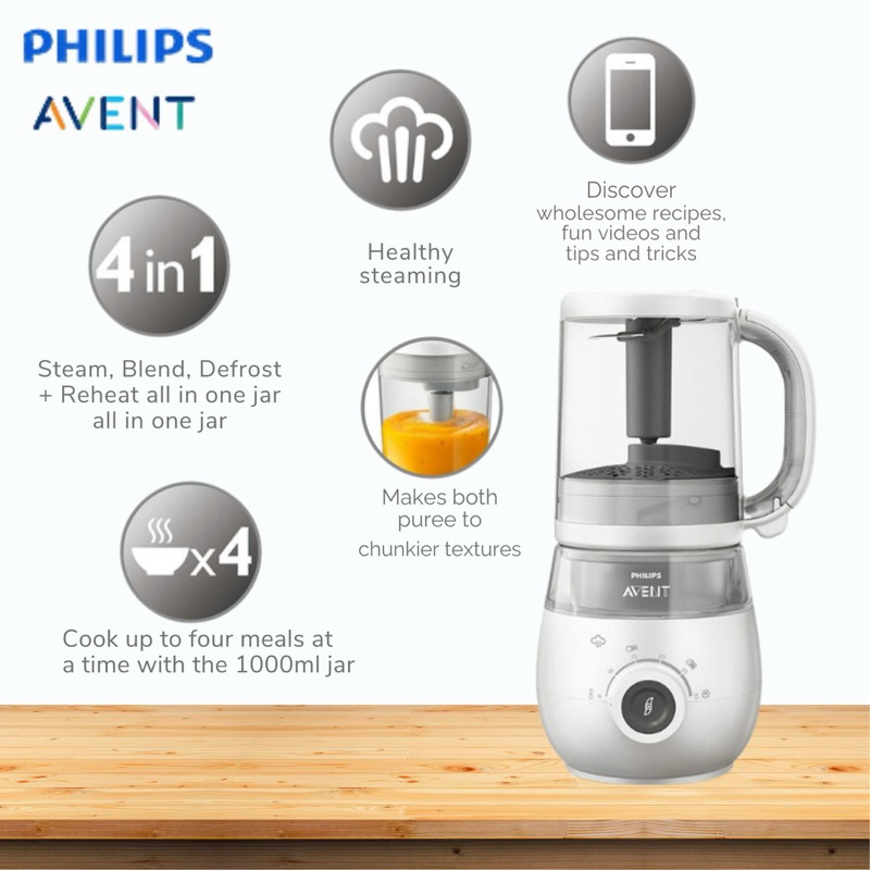 Philips Avent 4 in 1 Baby Food Maker (Steam, Blend, Defrost & Reheat ...