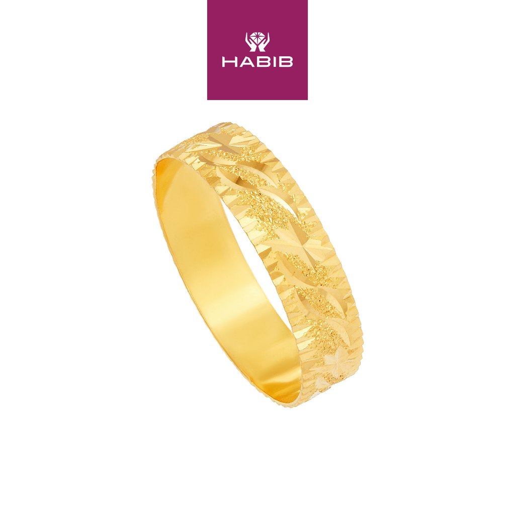 HABIB 916/22K Yellow Gold Band Ring (Belah Rotan) CHR010623 | Shopee ...