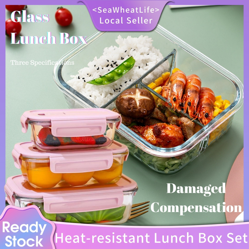 Blass Lunch Box Heat Resistant Borosilicate Glass Microwave Airtight ...