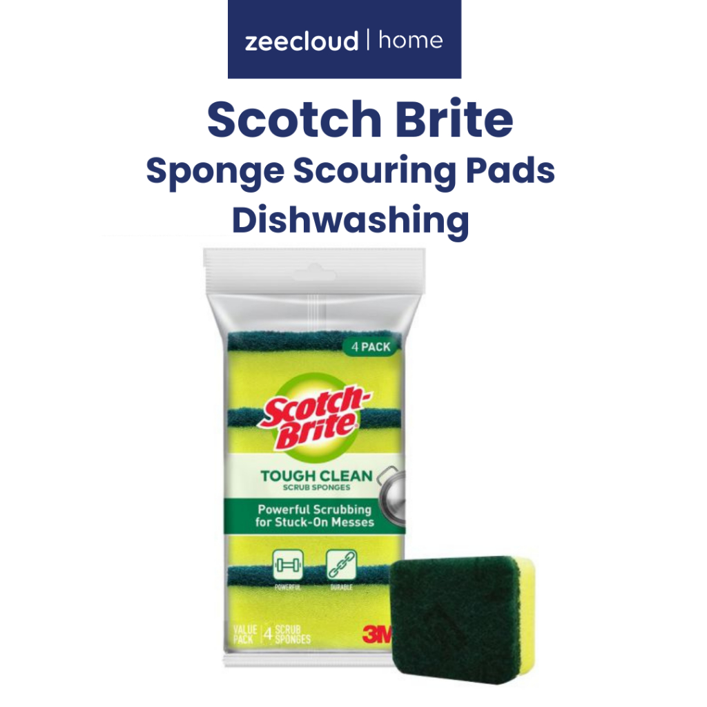 Scotch Brite Kitchen Tough Cleaning Dual-Sided Scouring Sponge | Shopee ...