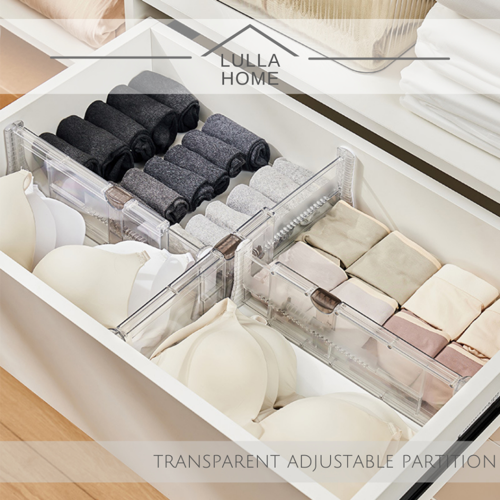 LullaHome Acylic Transparent Extendable Drawer Divider Adjustable ...