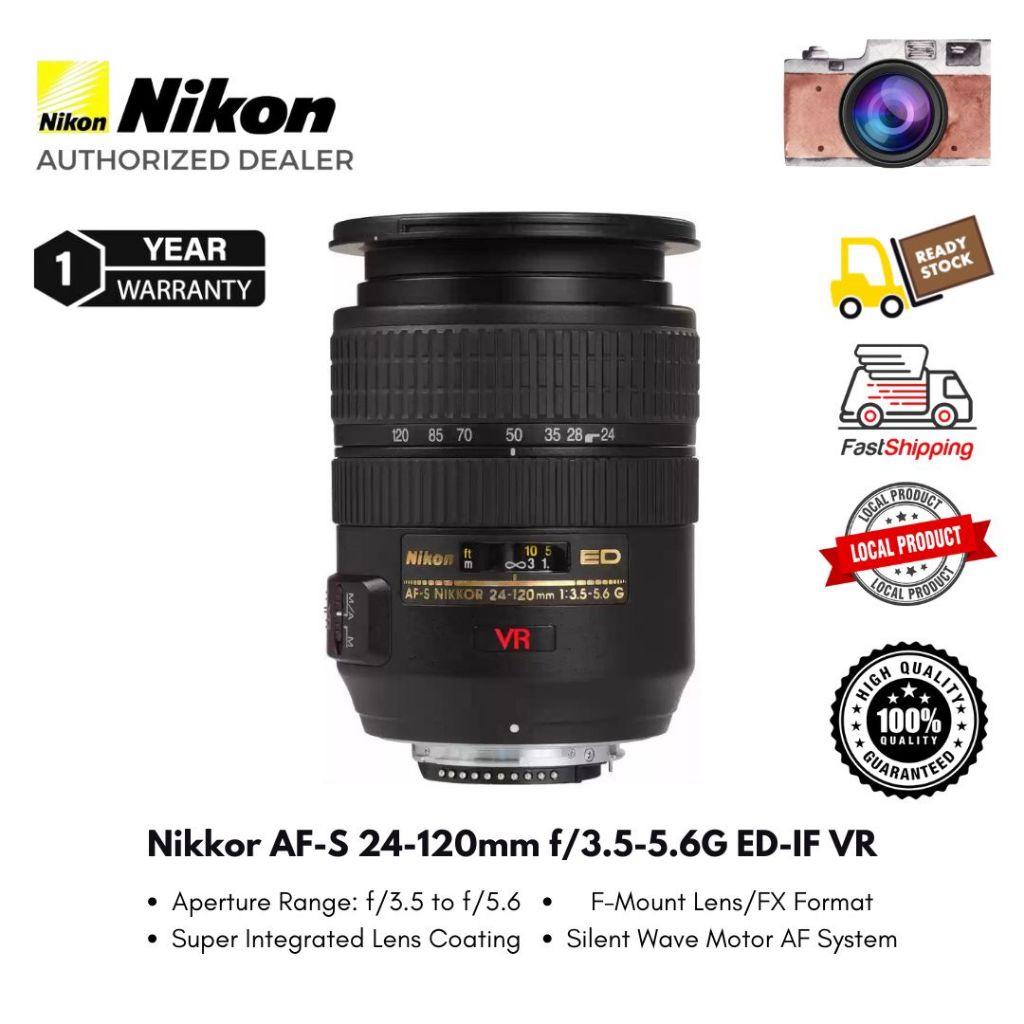 NIKON AF-S VR Zoom-NIKKOR 24 - 120 mm f/3.5-5.6G IF-ED ( 1 Year Warranty ) | Shopee Malaysia