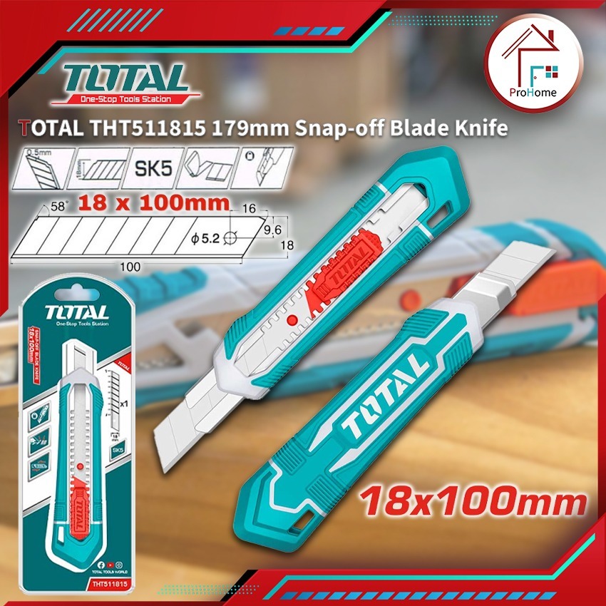 HEAVY DUTY TOTAL THT511815 179mm Snap-off Blade Knife/ DIY Knife Blade ...