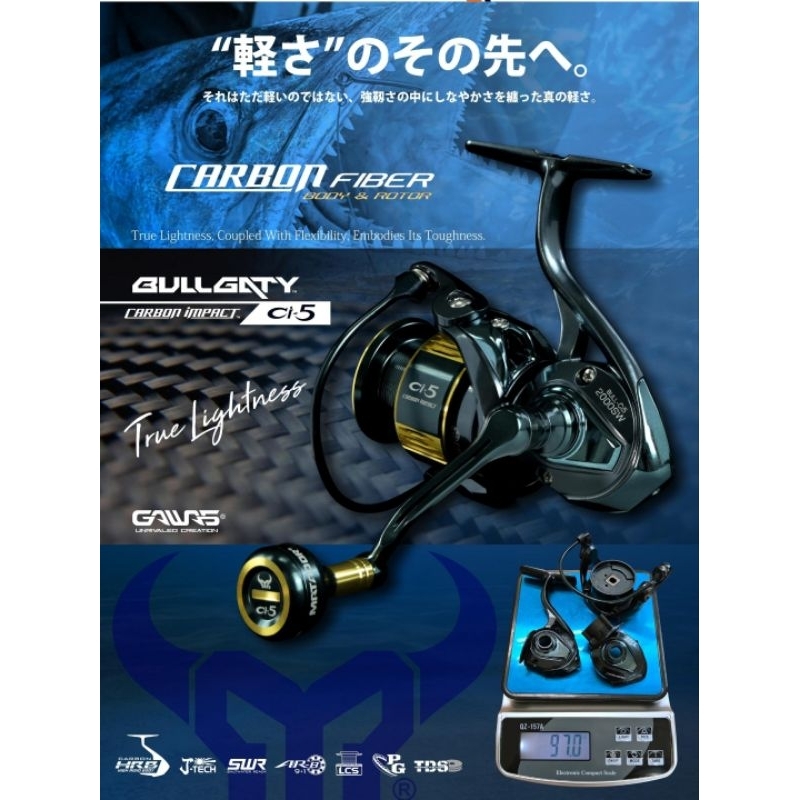 GAWAS 𝐁𝐔𝐋𝐋-𝐂𝐢𝟓 BULLGATY CARBON IMPACT SPINNING REEL | Shopee Malaysia