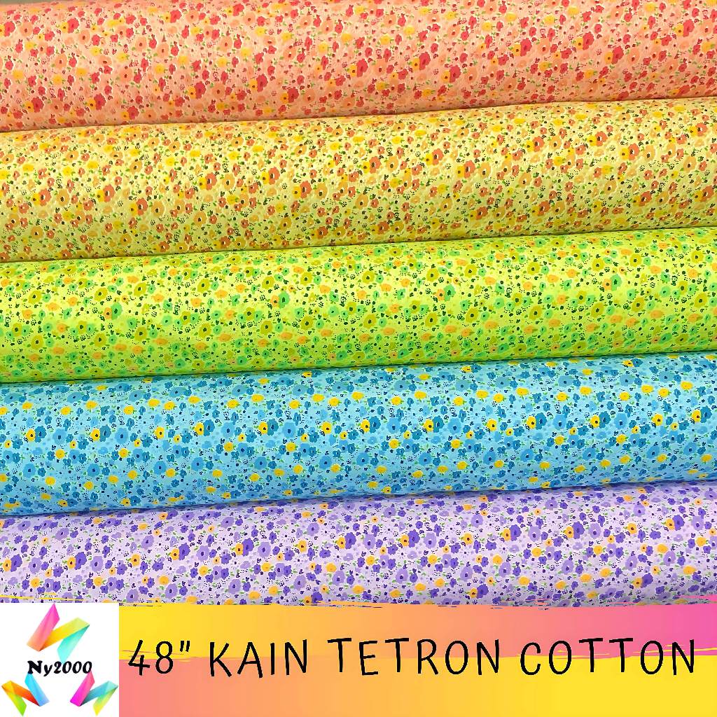 Kain Tetron Cotton TC (Polyester + Cotton) Corak Bunga (Bidang 48 ...