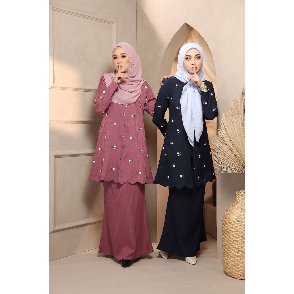 KAUTSAR.MY RAYA 💥 BAJU KURUNG 2024 💥 KURUNG QOSEM SULAM CORAK BUNGA ...