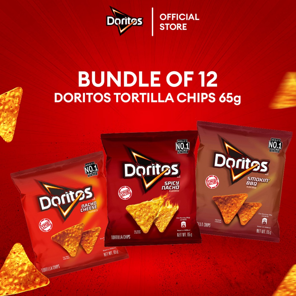 [Bundle of 12] Doritos Tortilla Chips Nacho Cheese/ Smokin BBQ/ Spicy ...