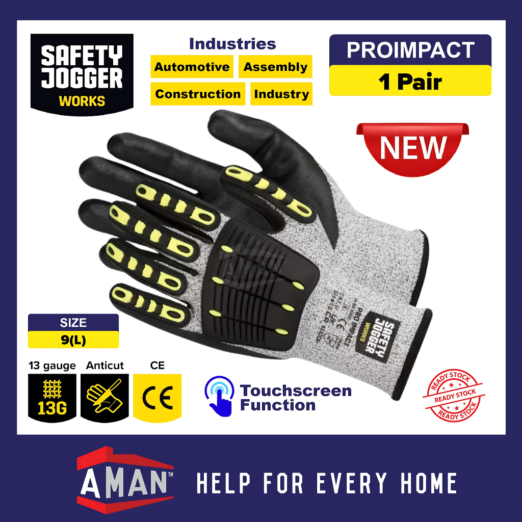 SAFETY JOGGER Proimpact HPPE Impact Protection Industrial Protective Hand Glove Safety Gloves ...