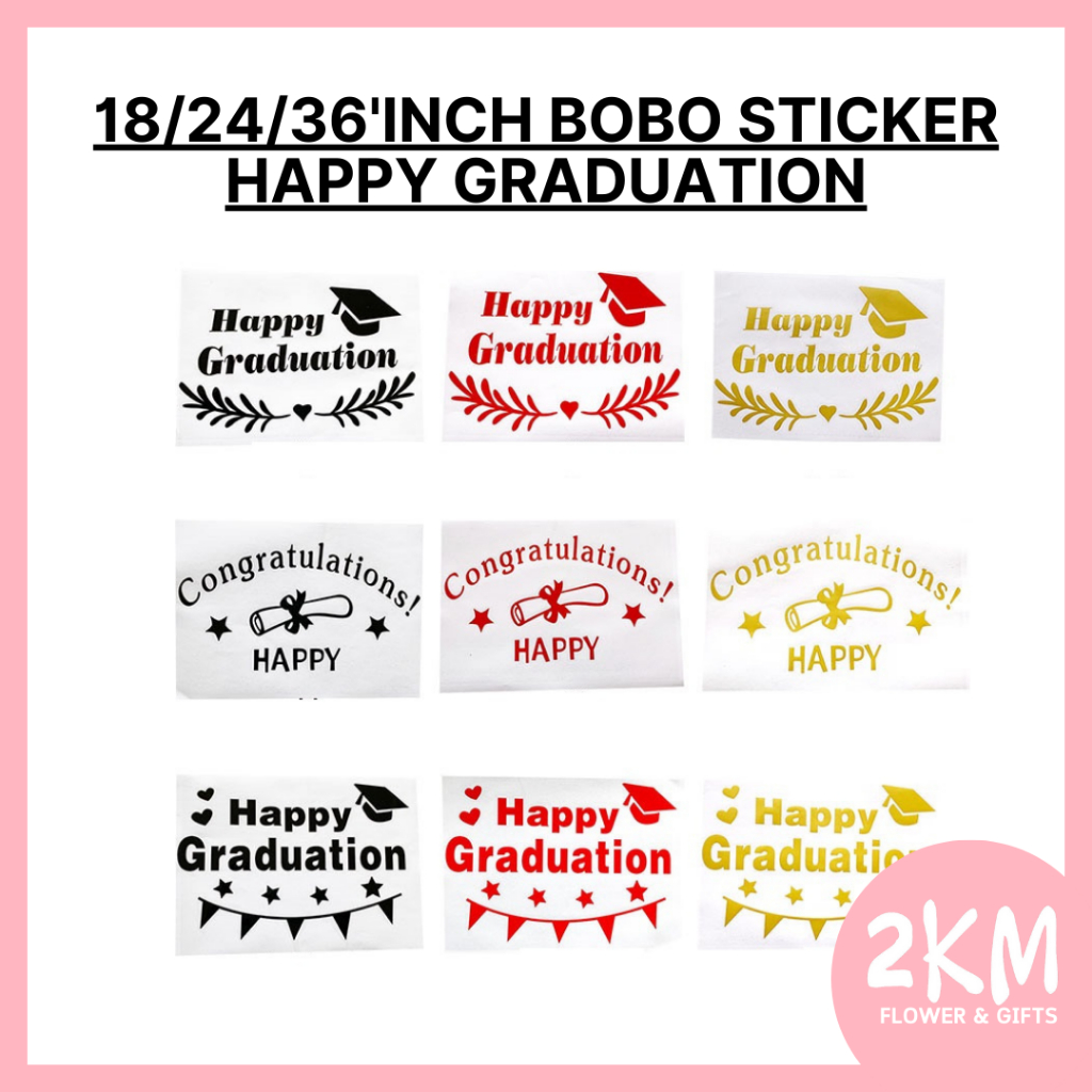 (18/24/36INCH) HG BOBO STICKER GRADUATE BALLOON bronzing letter Happy ...
