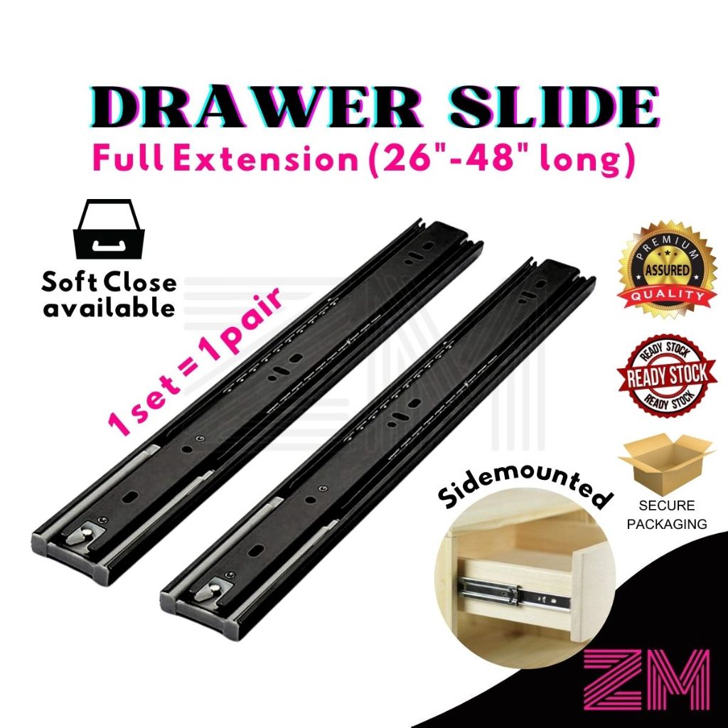 Full Extension Drawer Slide Soft Closing & Non Soft Closing Heavy Duty ...