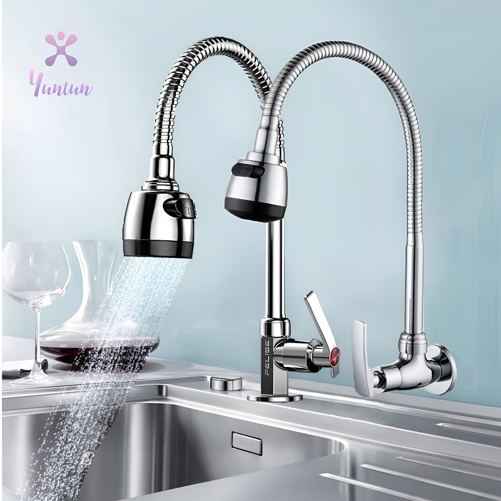 Yuntun Stainless Steel Kitchen Sink Faucet Home Rotation Flexible Hose ...