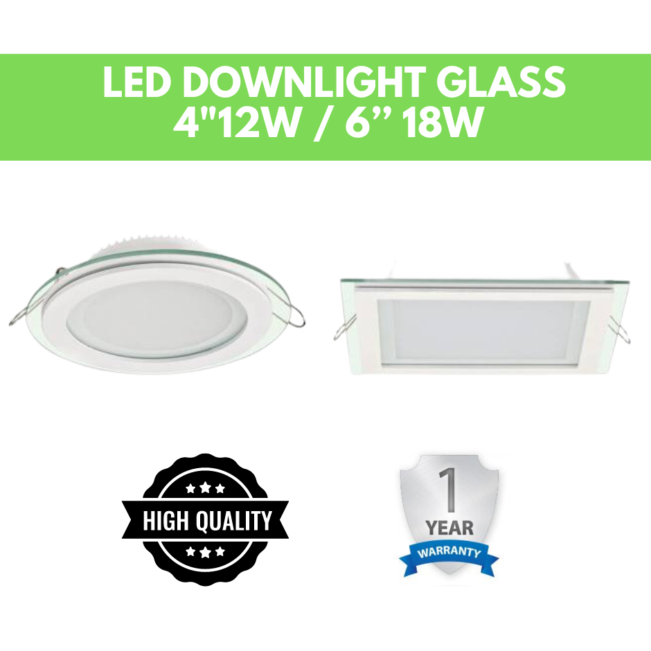 LED Downlight Glass 18W 12W Lampu Siling Rumah Round Down Light Glass ...