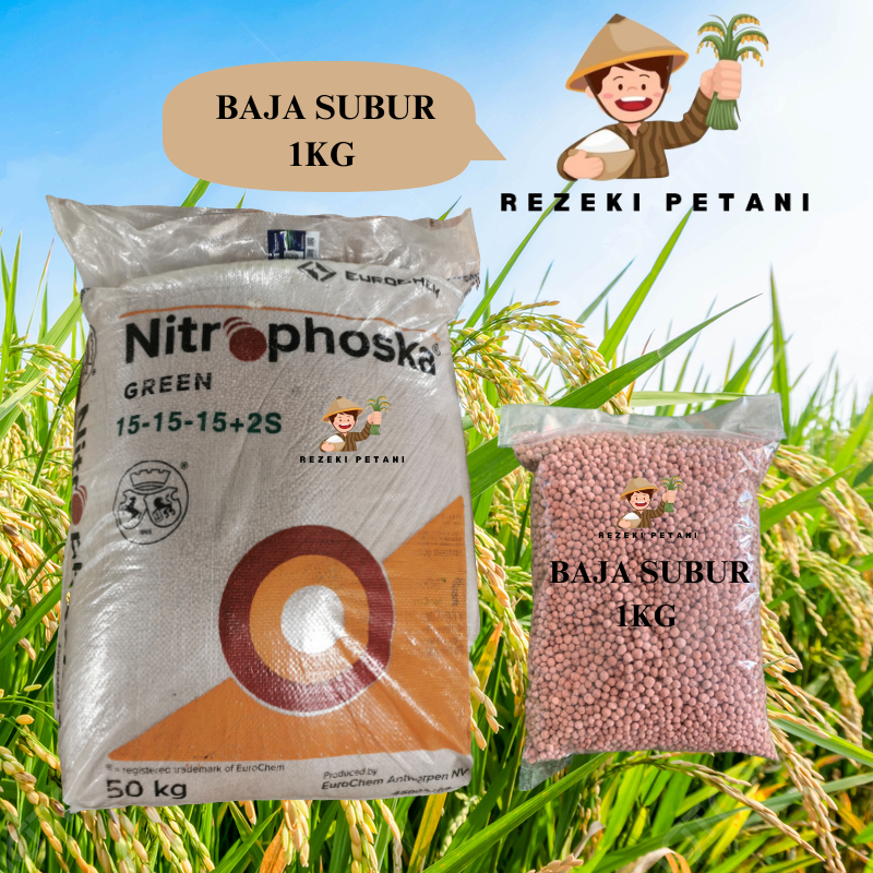 1KG Baja Subur / Baja Buah NPK Nitrophoska 15-15-15+2S Singa Kuda Fertilizer / Baja Sebatian ...