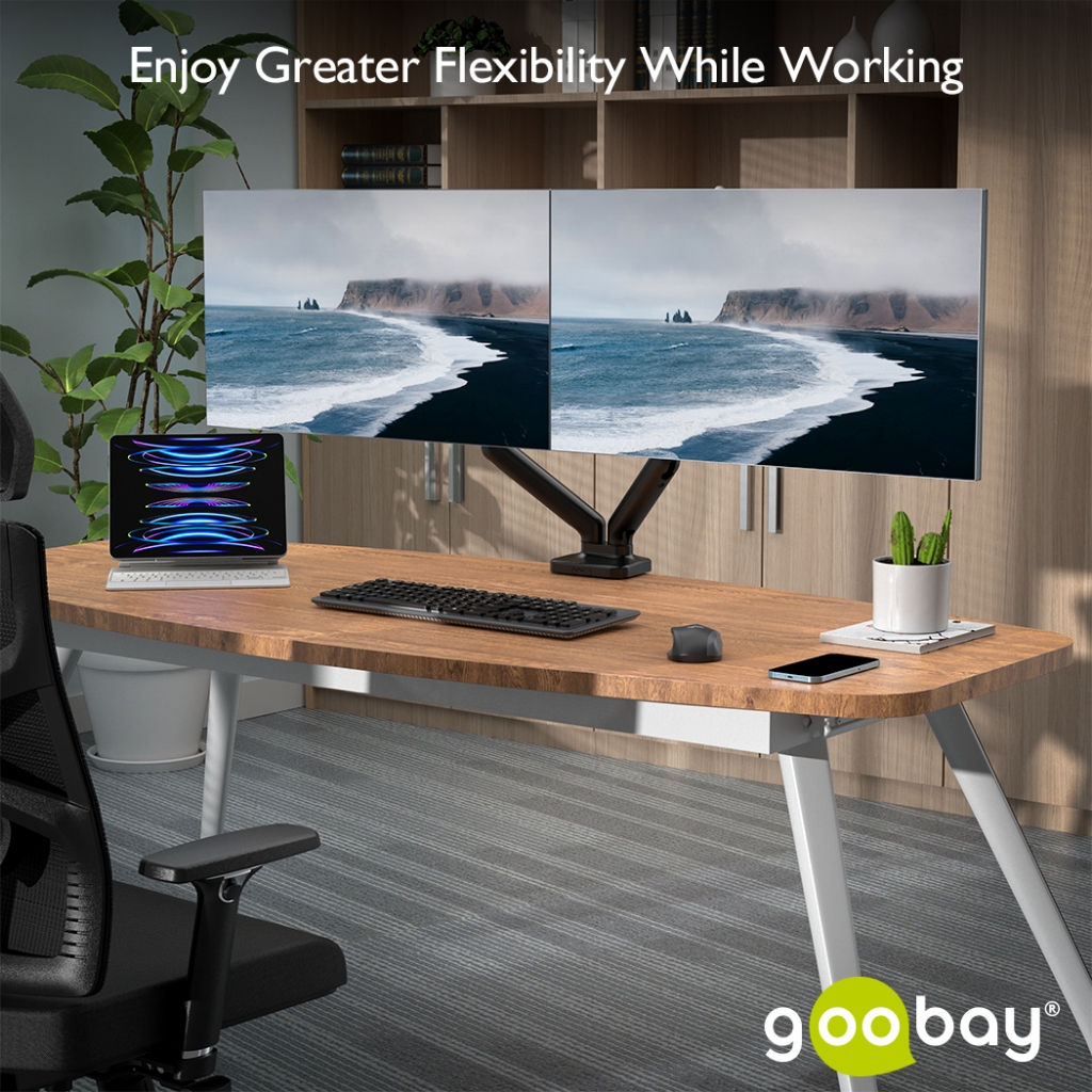 Goobay Single/Dual Monitor Mount With Gas Spring - Black (17-32 ...