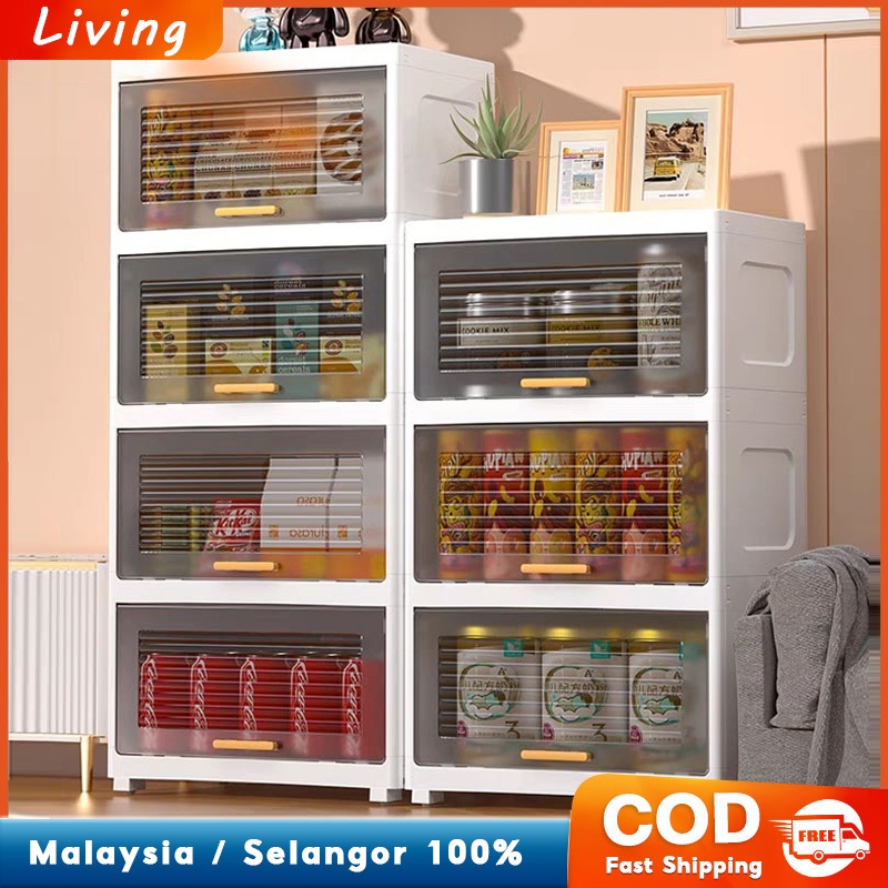 Transparent Storage Cabinet Almari Baju Flip Top Storage Box Kitchen ...