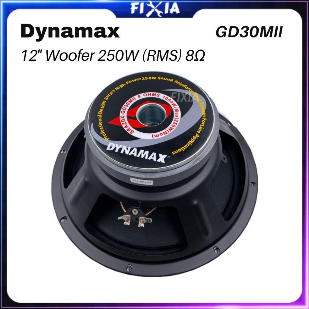 (1pc) Original Dynamax GD30MII 12" 250W 8Ω Woofer Karaoke Speaker Unit 12 Inch 250 Watt 8 Ohm ...