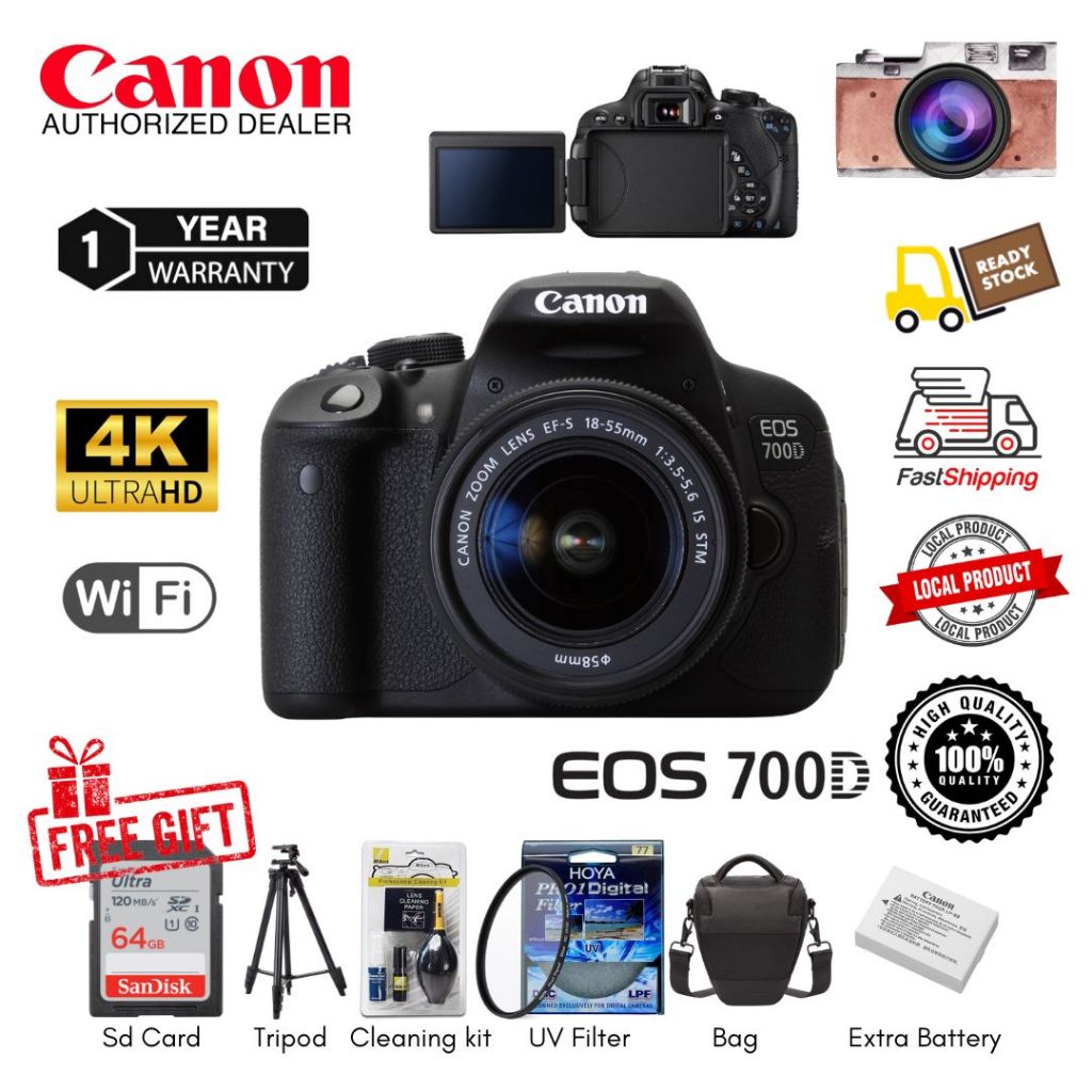 Canon EOS 700D Digital SLR Camera EF-S 18-55mm f/3.5-5.6 IS STM Lens ...