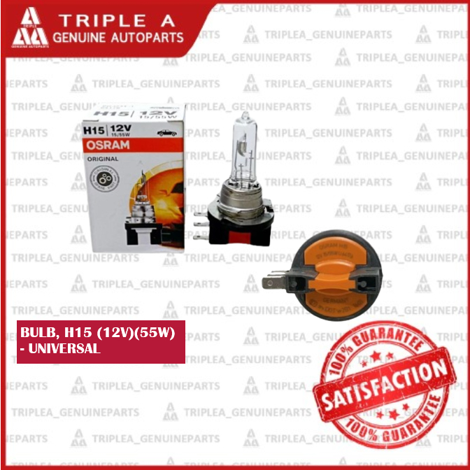 Original OSRAM Headlights Fog Lights Halogen Bulb H15 (12V)(55W) Mentol ...