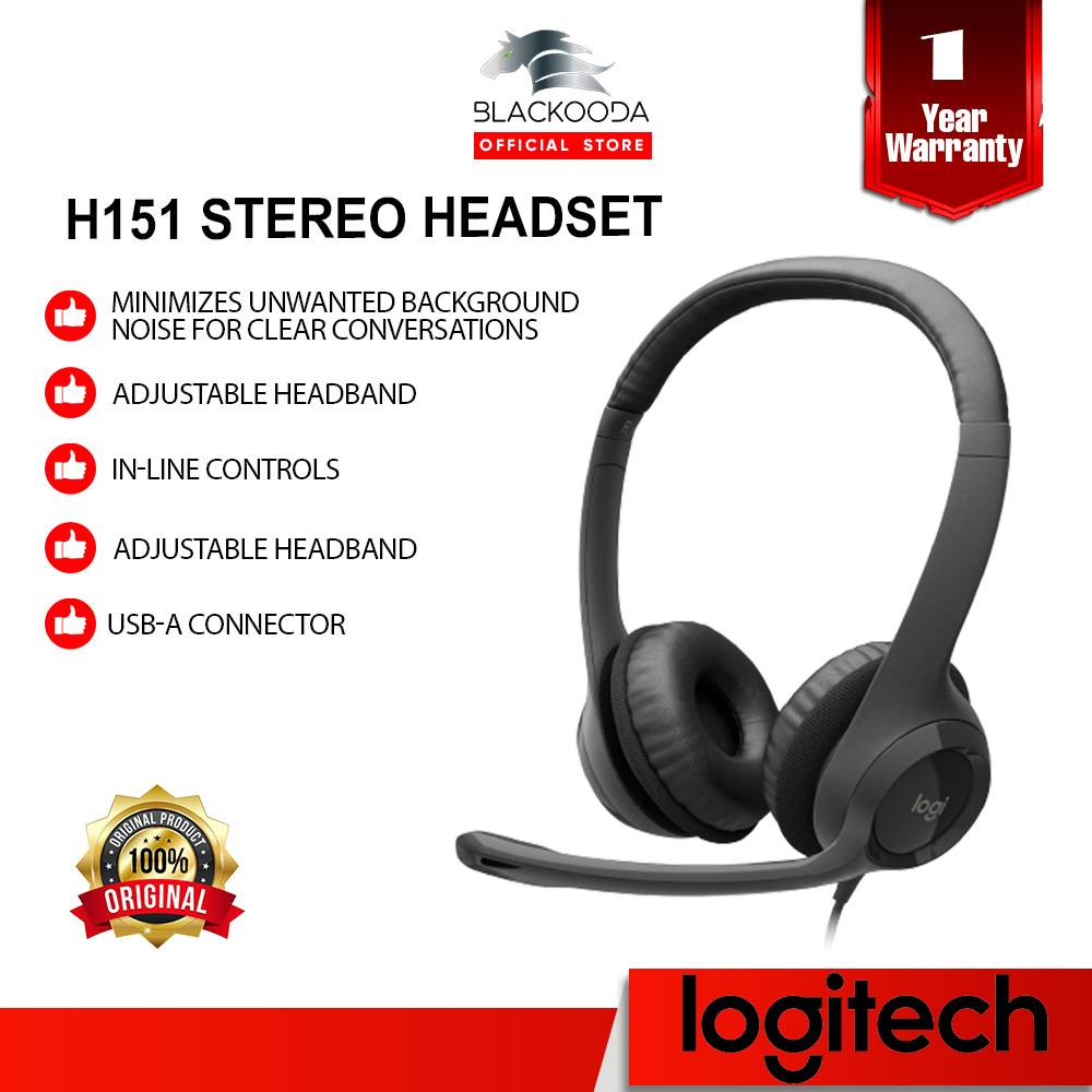 LOGITECH H390 WIRED HEADSET FOR PC/LAPTOP, STEREO HEADPHONES WITH NOICE CANCELLING MIC, USB-A ...