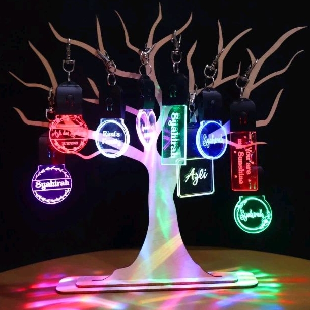 LED light acrylic with custom wording or naming and key ring | Shopee ...