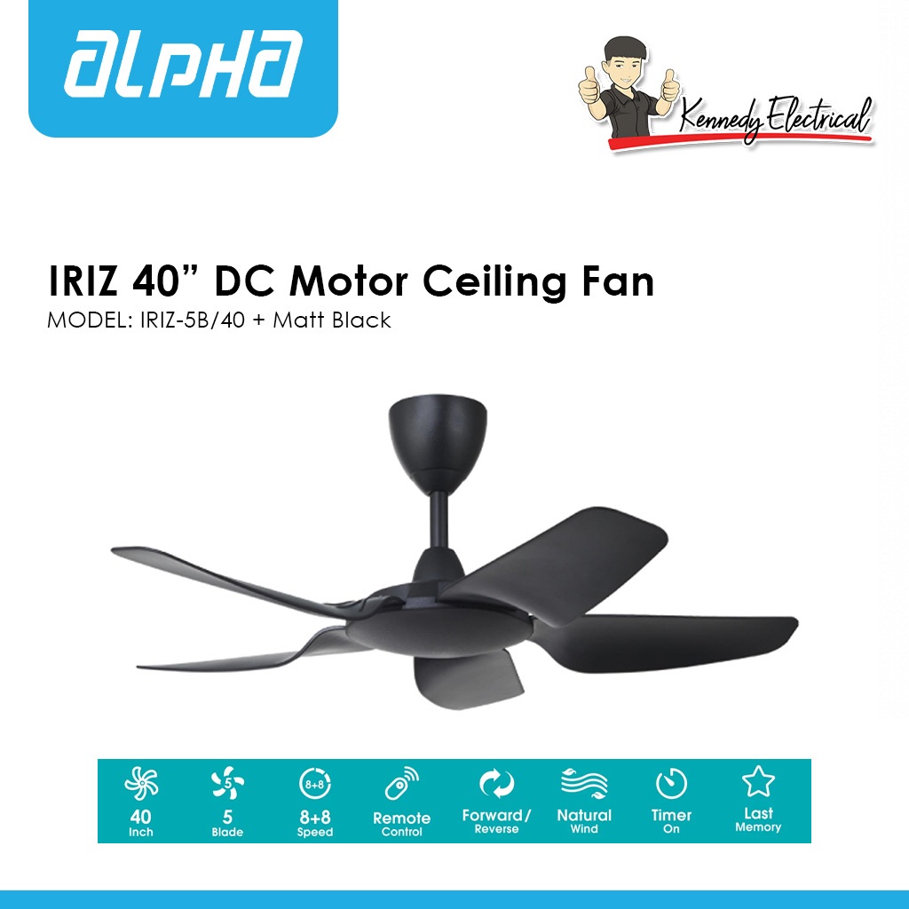ALPHA Vannus - IRIZ 5B 40 Inch 56 Inch DC Motor Ceiling Fan IRIZ-5B/40 ...
