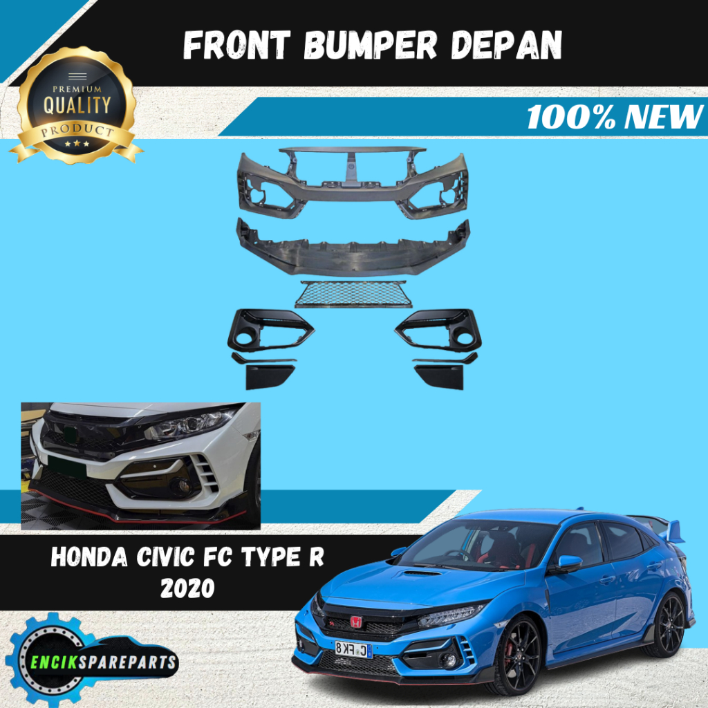 Honda Civic Fc Type R 2020 Front Bumper + Front Grille With Logo Set ...