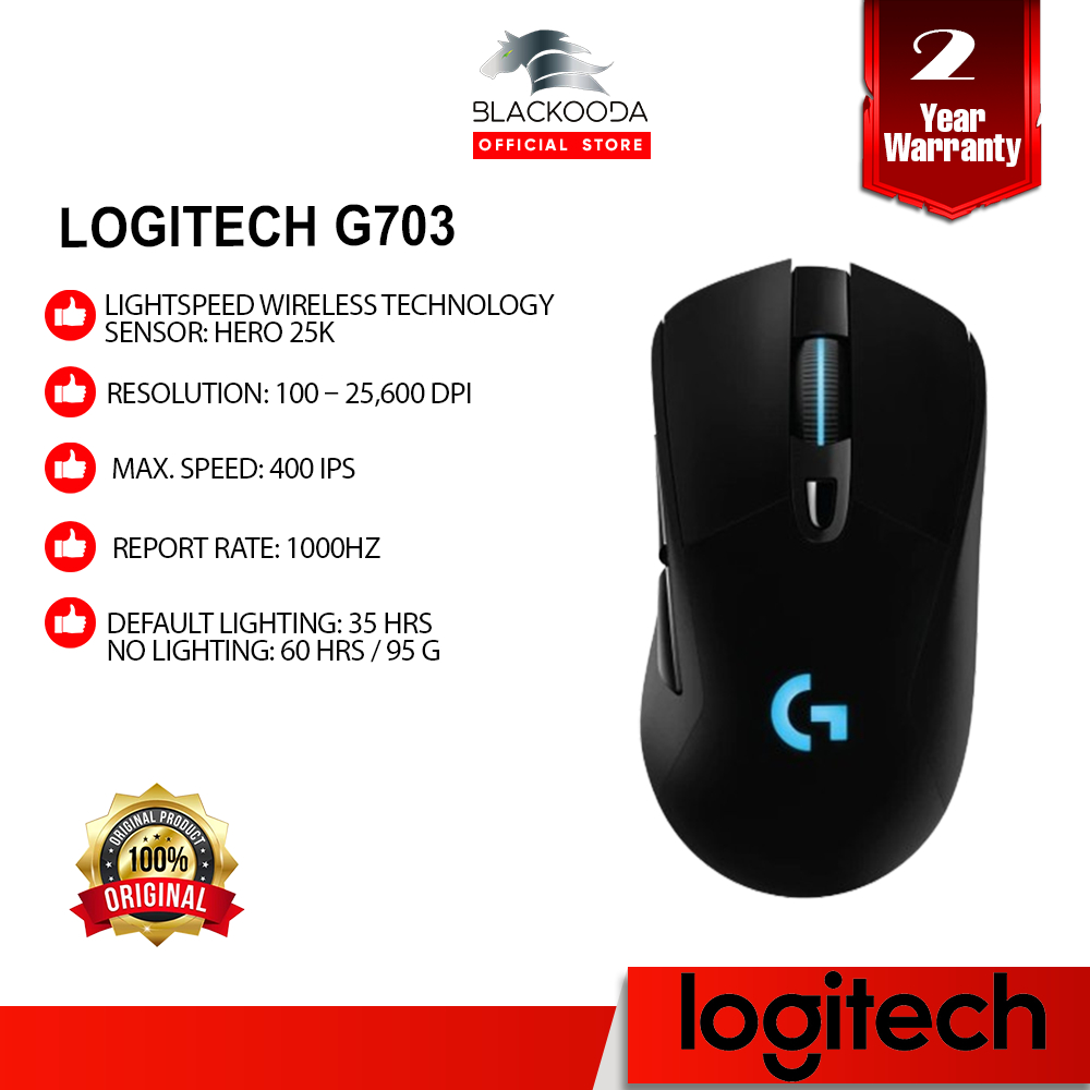 Logitech G703 LightSpeed Wireless Gaming Mouse With Hero 16k Sensor | PowerPlay Compatible ...