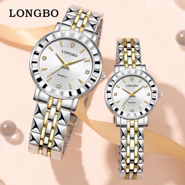 Longbo couple watches women's watch stain -steel bands quartz men's ...