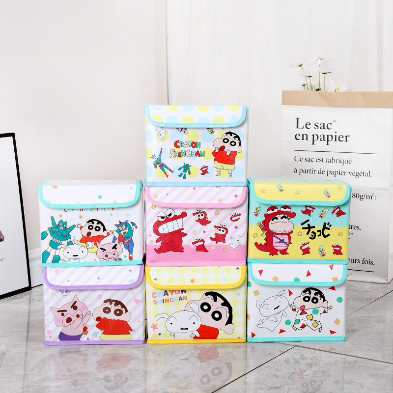 Crayon Shin-chan desk Storage with Lid Storage Boxes PU Leather ...