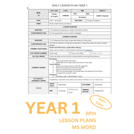 [RPH] Year 1 English Language KSSR Lesson Plan (Super Minds Textbook ...