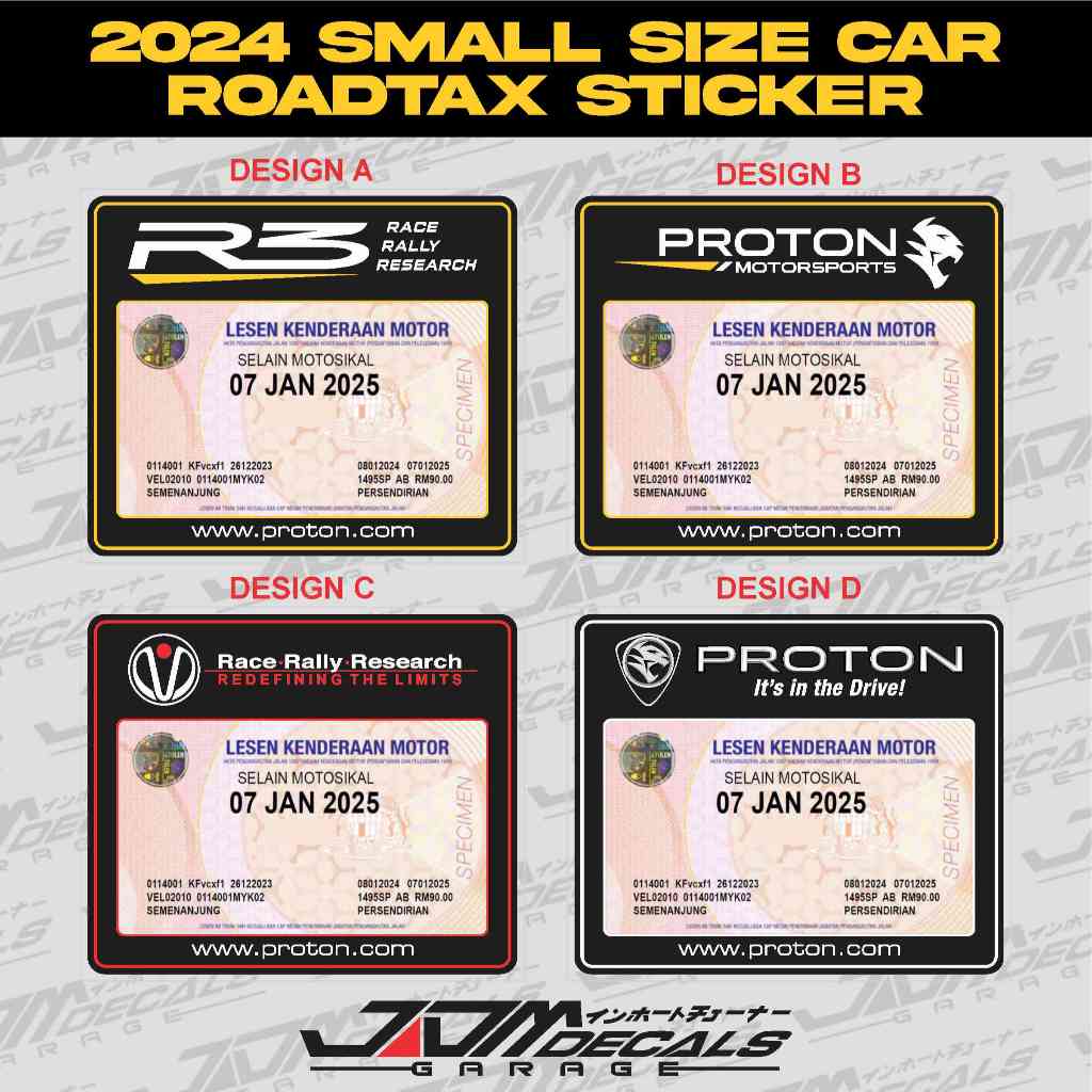 [2024 SMALL SIZE CAR ROADTAX STICKER] Proton Windscreen Roadtax Decal ...