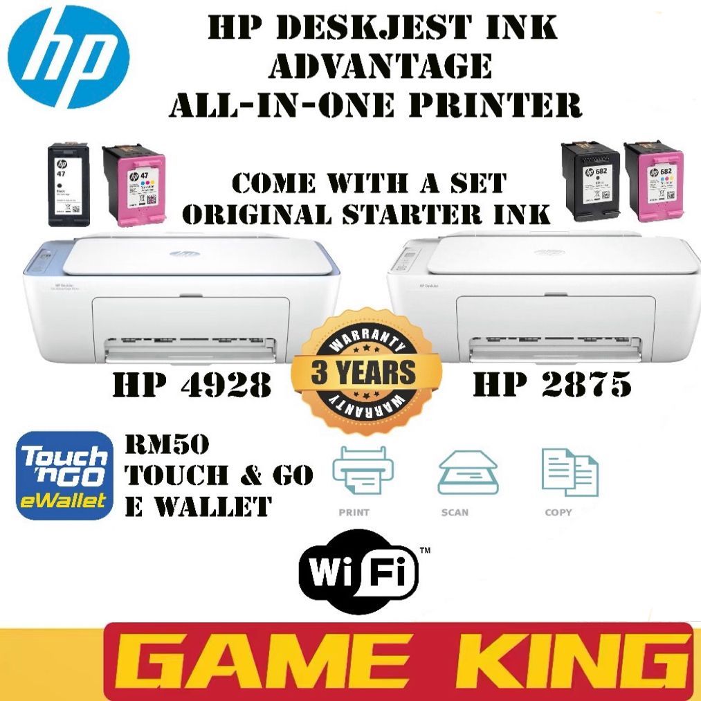 HP DeskJet Ink Advantage 2875 / 4928 All In One Color Printer / Print ...