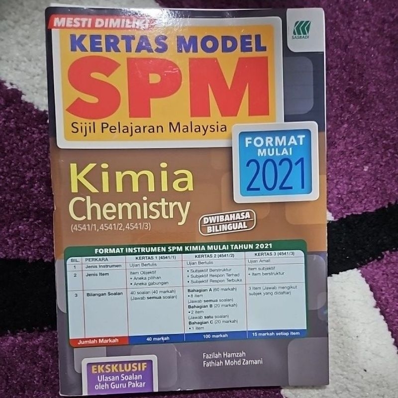 Kertas Model SPM Kimia/Chemistry 2021[Dwibahasa/Bilingual] [SPM] [USED ...