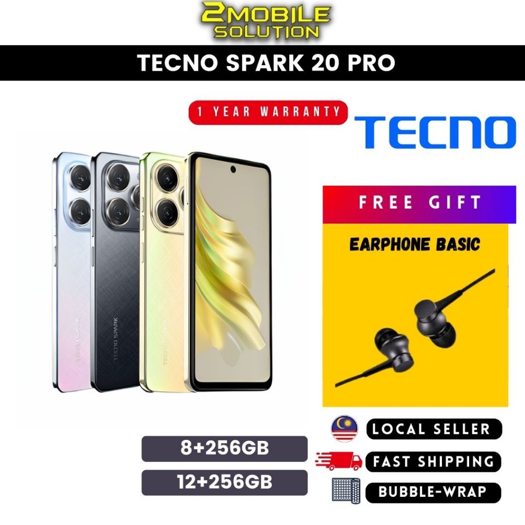 Tecno Spark 20 Pro FREE Earphone [8GB RAM | 12GB RAM & 256GB ROM] 6.78 ...