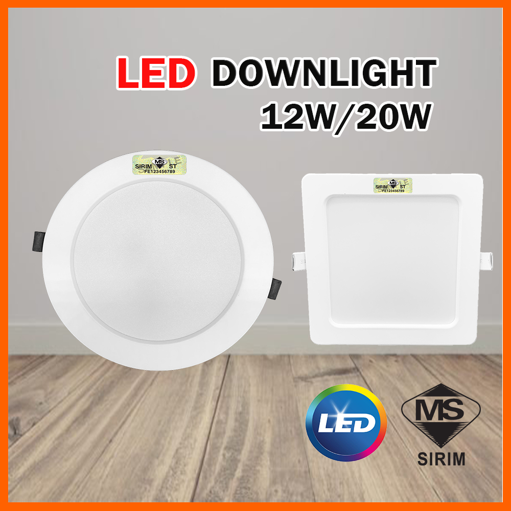 [SIRIM] LED Downlight 12W 20W Lampu Siling Rumah Round Down Light White ...