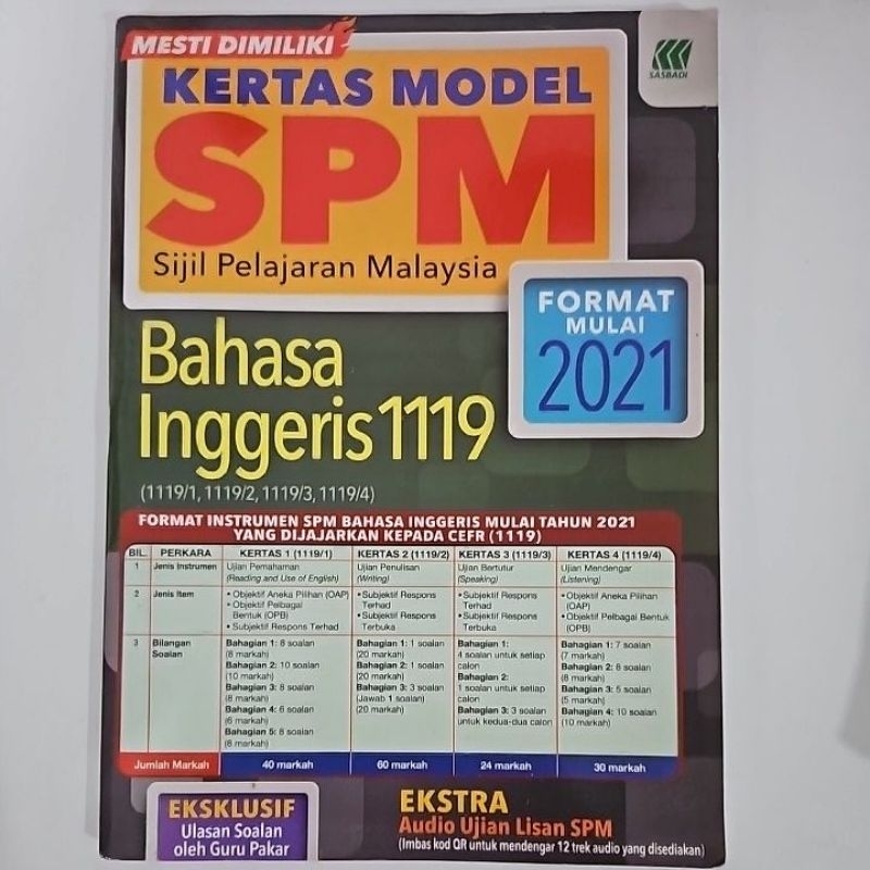 Kertas Model SPM Bahasa Inggeris 1119 2021 [SPM] [NEW] | Shopee Malaysia