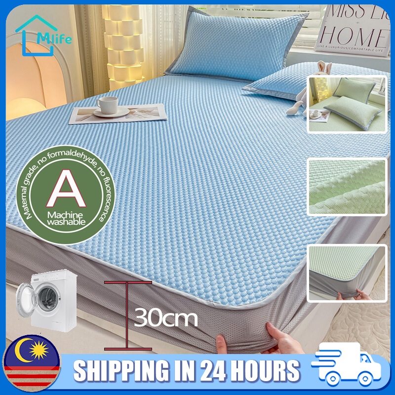 MLife 3in1 Ice Cold Mattress Fitted Sheet High End 3D Ice Bean Cold Mat ...