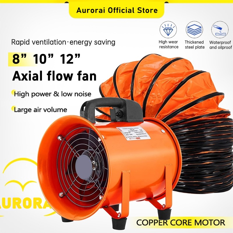 8/10/12 Inch Industrial Cylinder Ducting Heavy Duty Exhaust Fan Blower ...