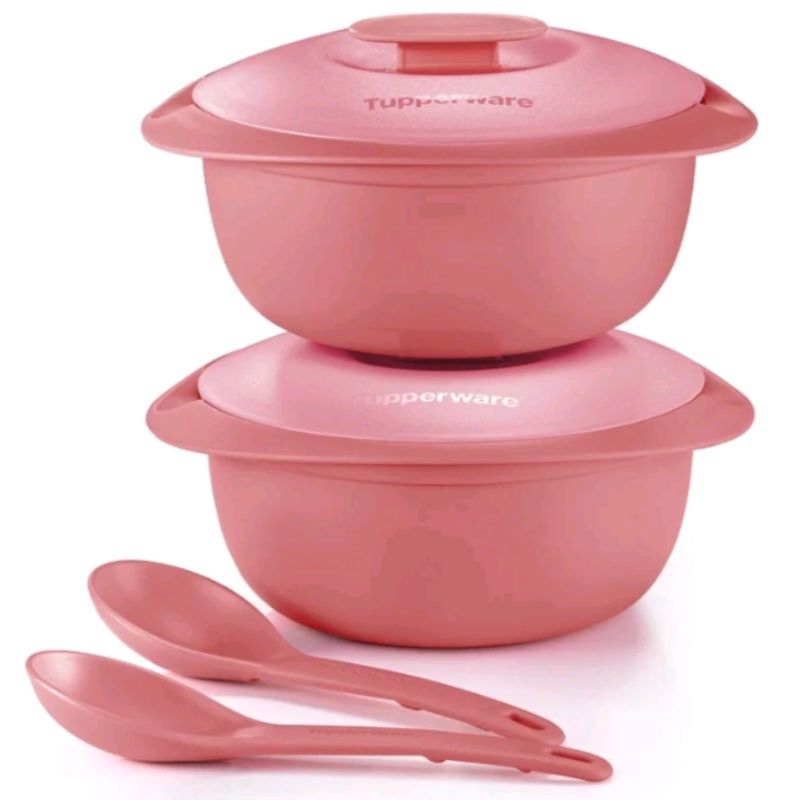 Tupperware Blossom Round Server (2pcs) 1.6L & with serving Spoon (2pcs ...