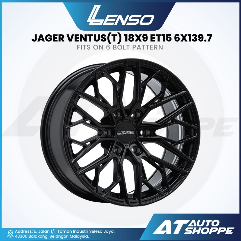 Lenso JAGER VENTUS (T) - Satin Black 18x9 ET15 6x139.7 (1 Piece) | Shopee Malaysia